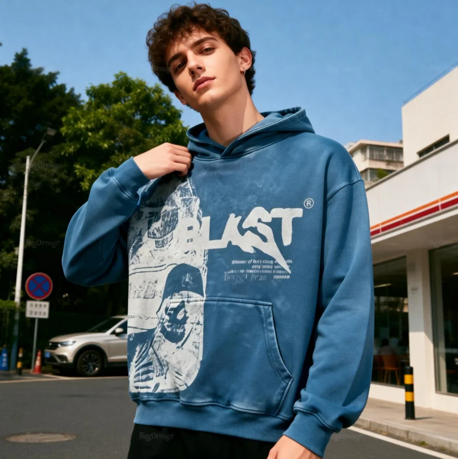 Oversized Heavyweight French Terry Hoodie Unisex Hip Hop Streetwear ...