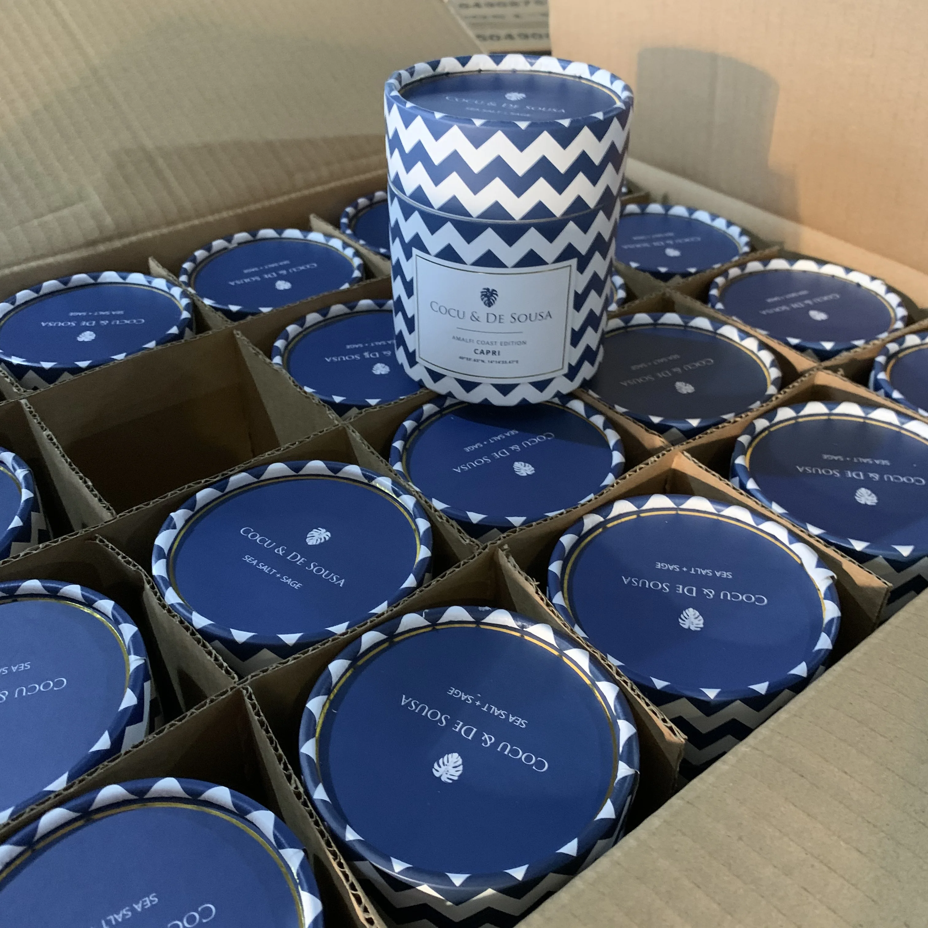 Wholesale Luxury Box Set Aromatic Custom Scented Aqua Blue Candle Set ...