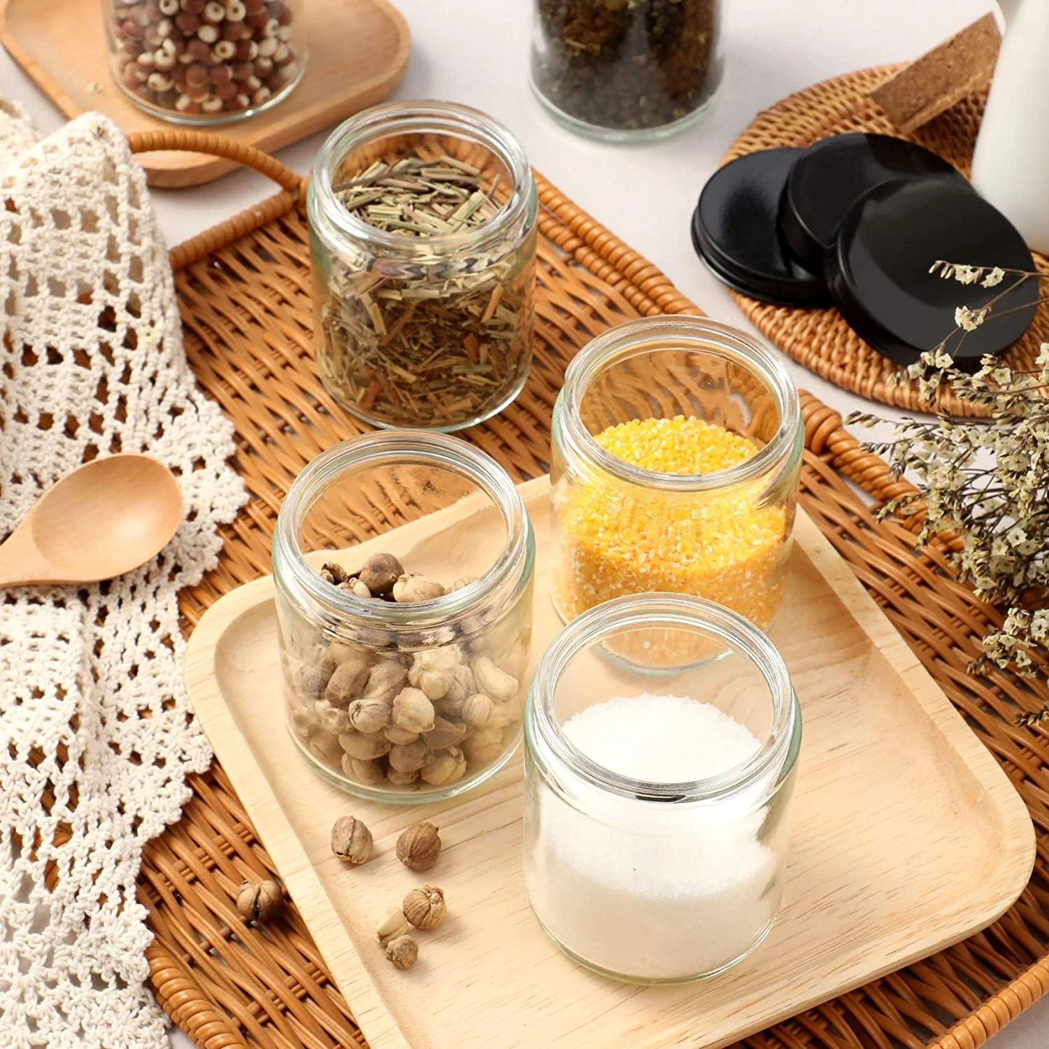 Empty Food Storage Containers Clear Round Candle Jars Jars With Lids ...