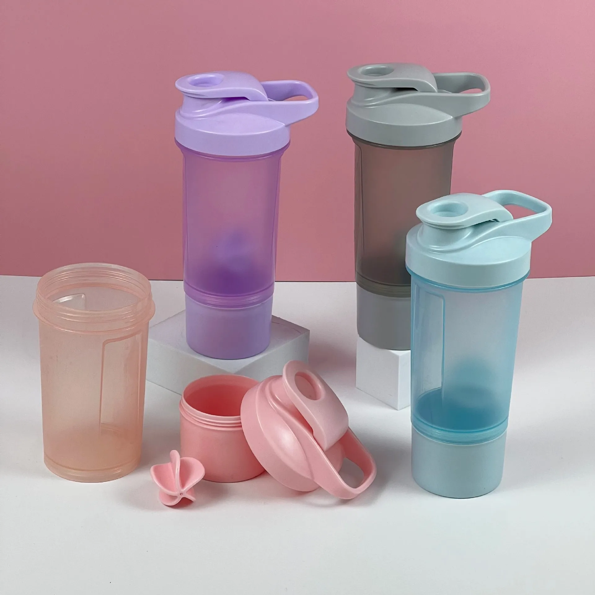 New Style Custom Logo 2 Layers Fitness Protein Shaker Bottle Gym Sport ...