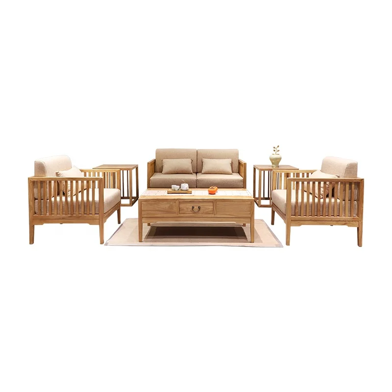 New Chinese style living room furniture sofa combination six piece set ...