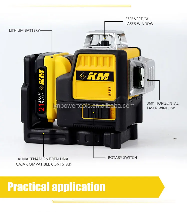 KM Green Beam 360 Tool Self-Leveling 16 Line Laser Level Nivel Laser ...