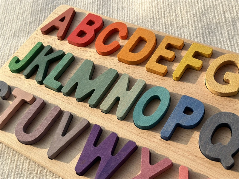 Rainbow Alphabet Puzzle - Educational Wooden Toys for Kids