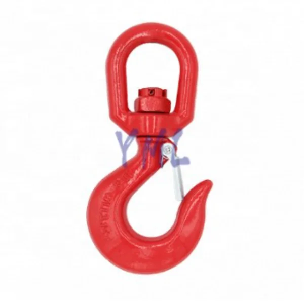 G80 Yellow/Red Alloy Eye Swivel Hook with Latch for Mining and Heavy ...