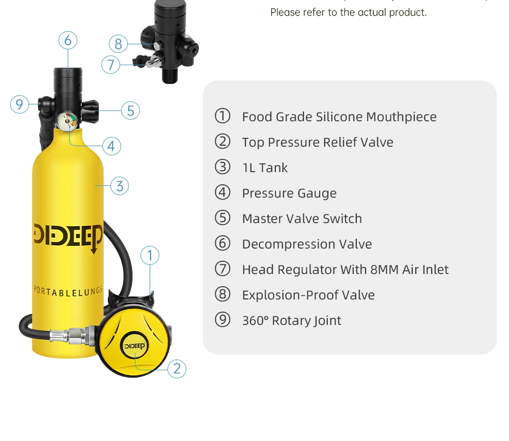 1L Scuba Diving Air Tank Set - High Pressure & Durability