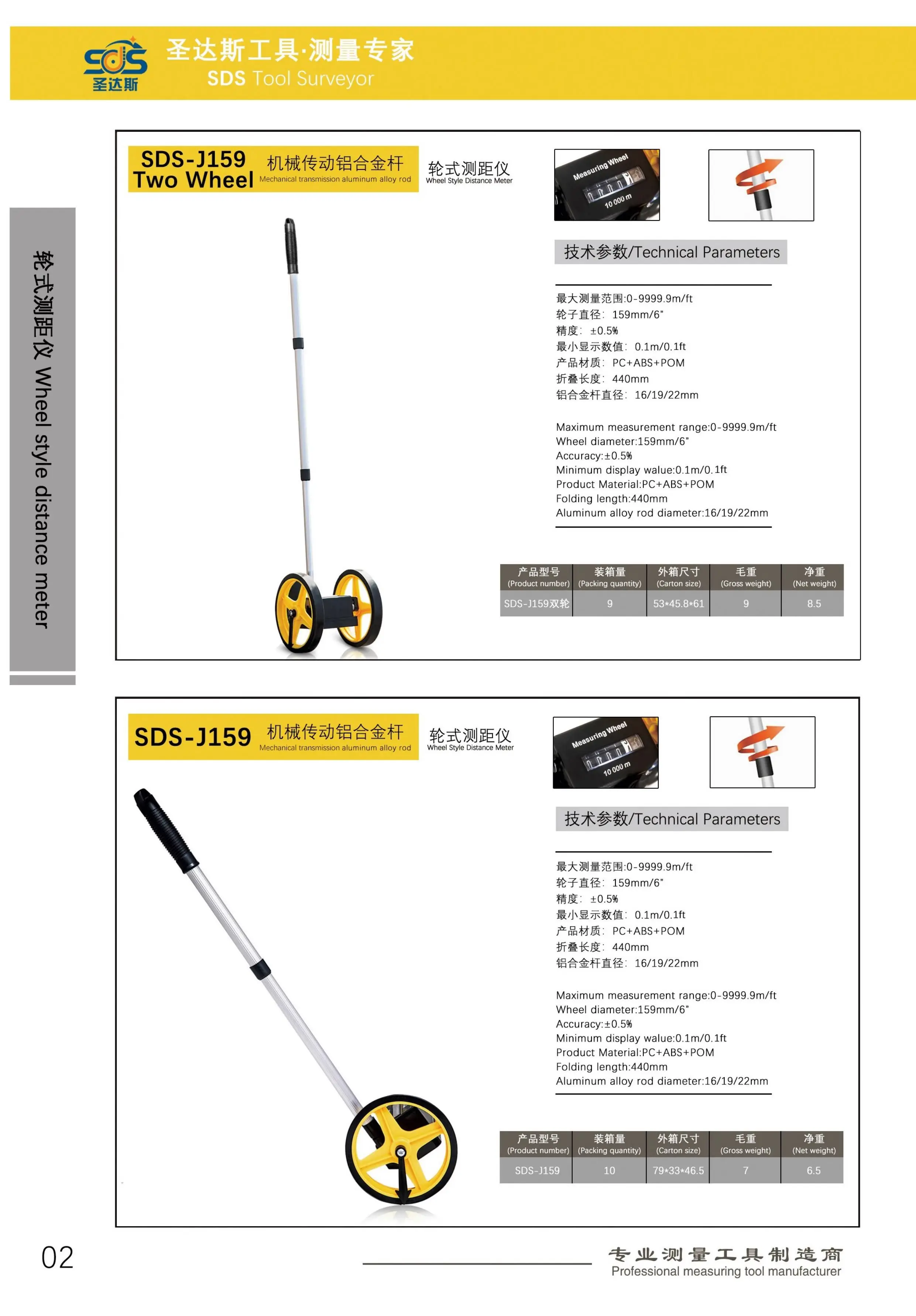 10000 Meter Manual Push Roller Distance Measurement Instrument ...