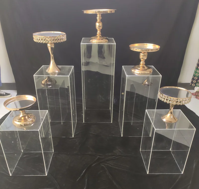 Clear Acrylic Flower Cake Stand Wedding Transparent Acrylic Decorative ...