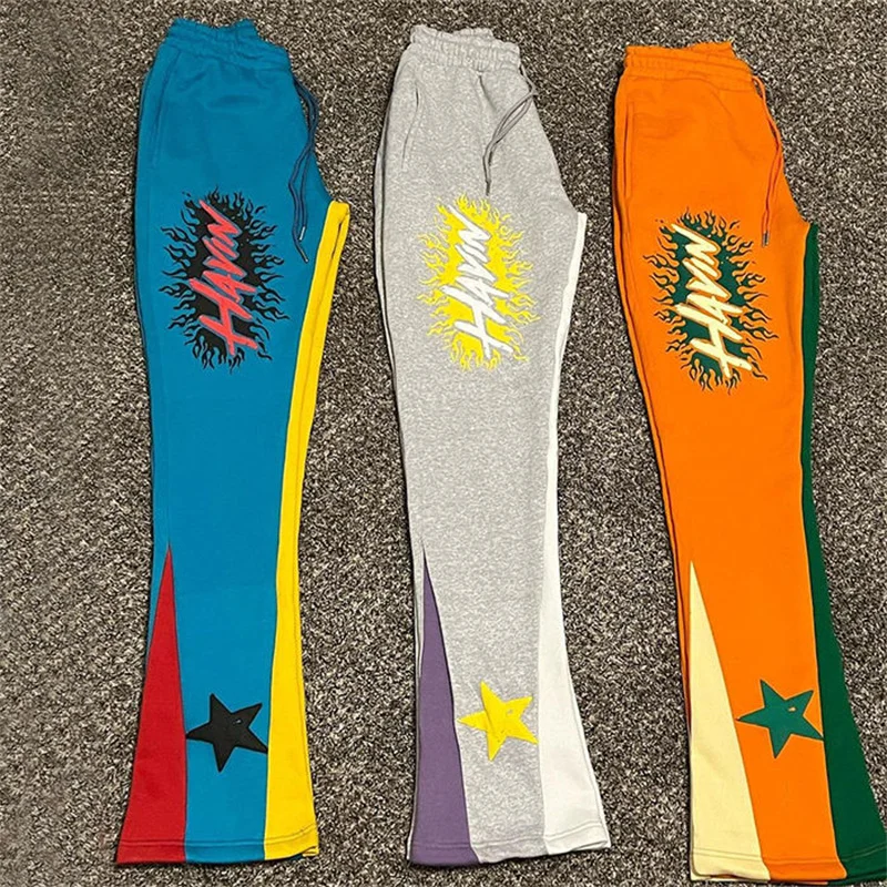 Wholesale Custom Thick Cotton Heavyweight Flared Sweatpants Men Y2k ...