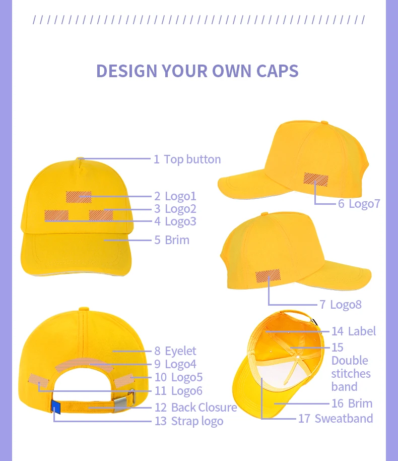 Custom Embroidery Printed Logo Baseball Caps - Sporty & Stylish