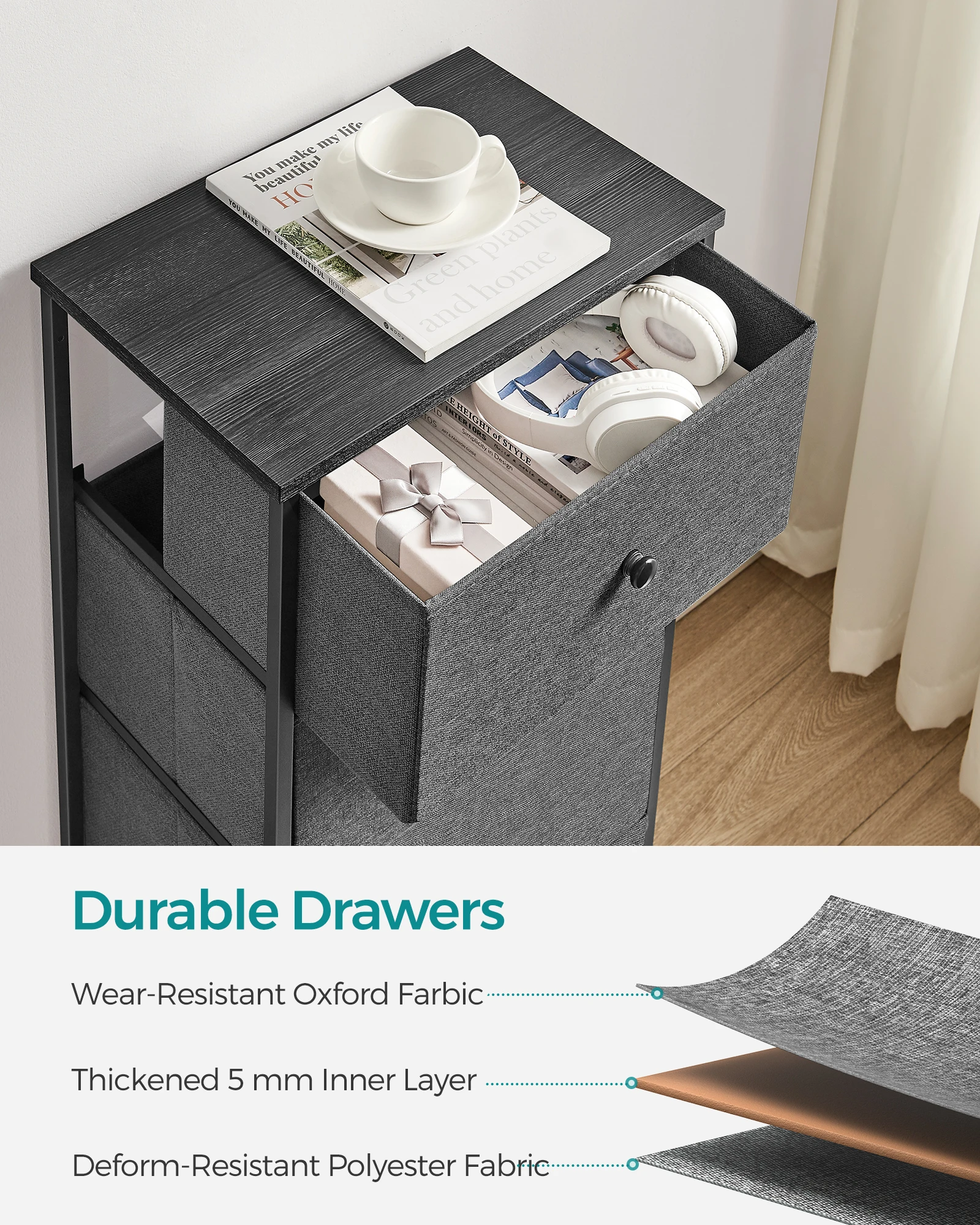 Songmics Living Room Cabinet Customized Fabric Drawer Dresser 4 Drawers ...