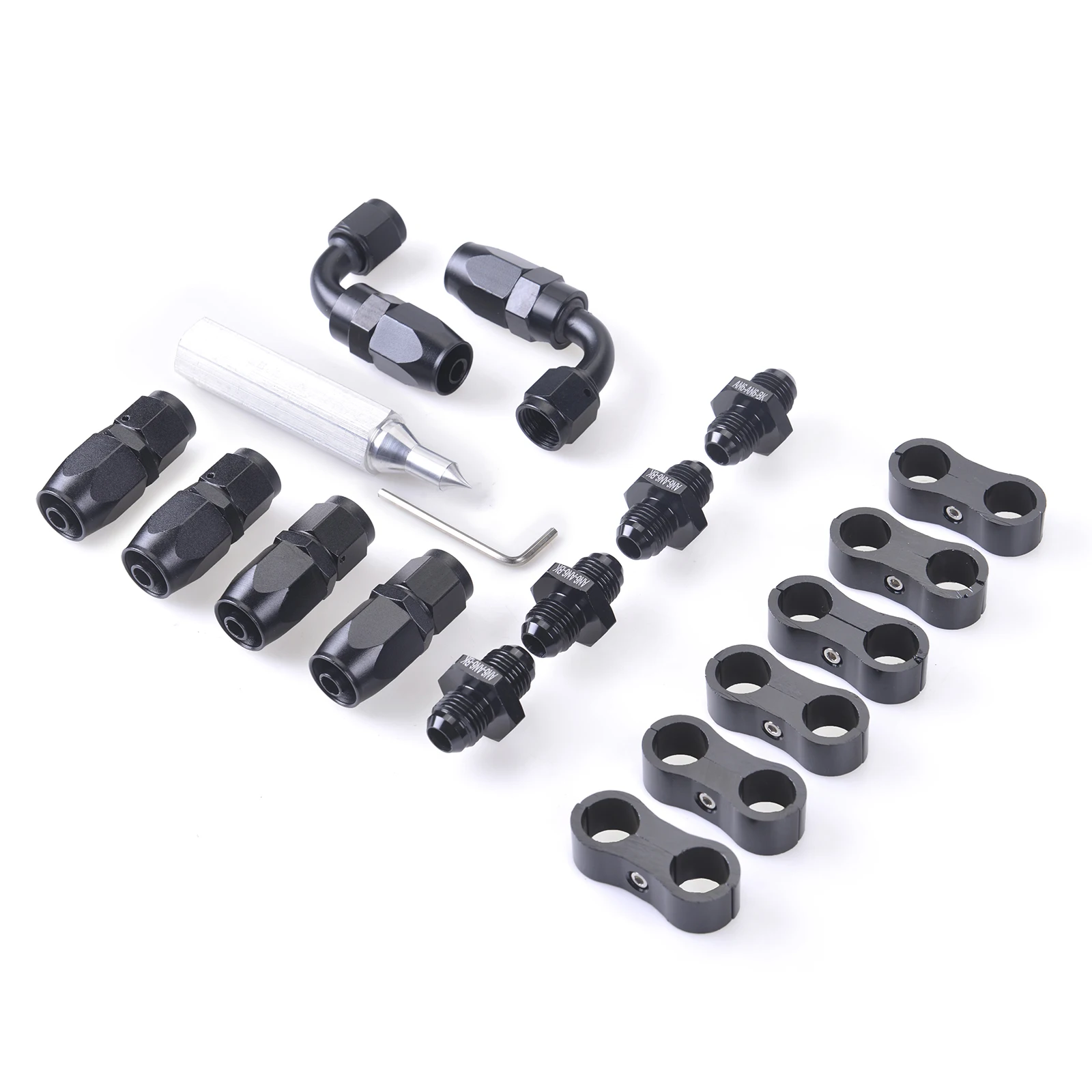 6AN Male Coupler Adapter Fitting Nylon Braided 6AN Swivel Fuel Hose End ...