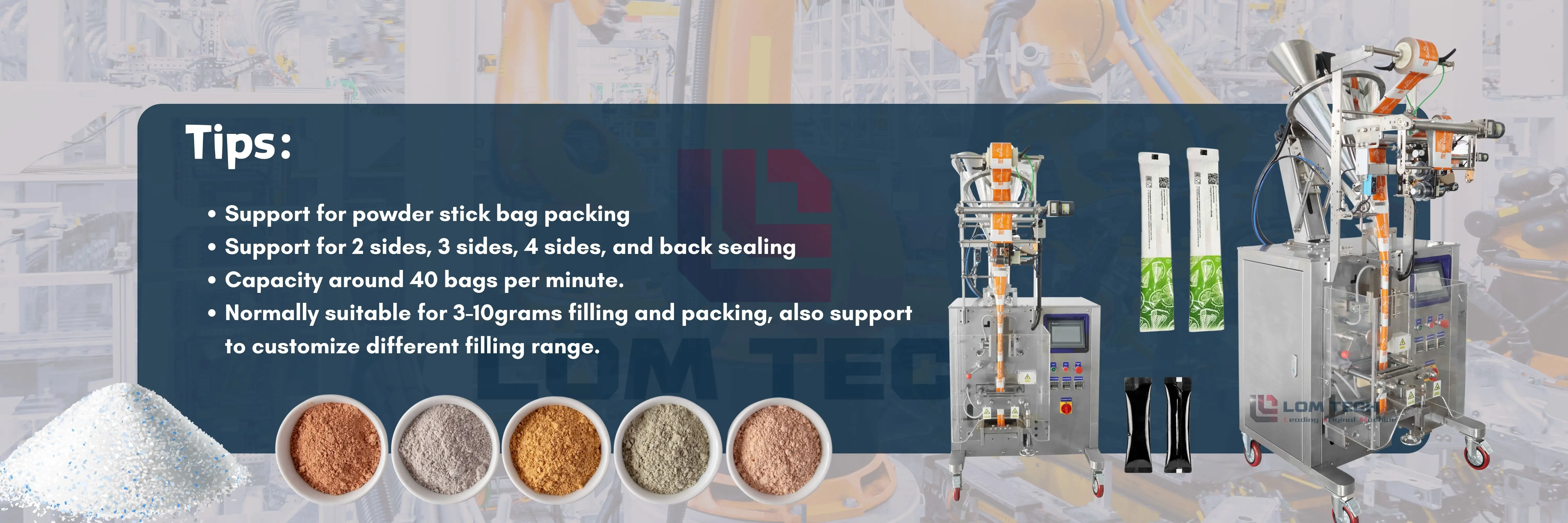 Lom Automatic 220v Plastic Sachet Packing Machine Instant Drink Powder ...