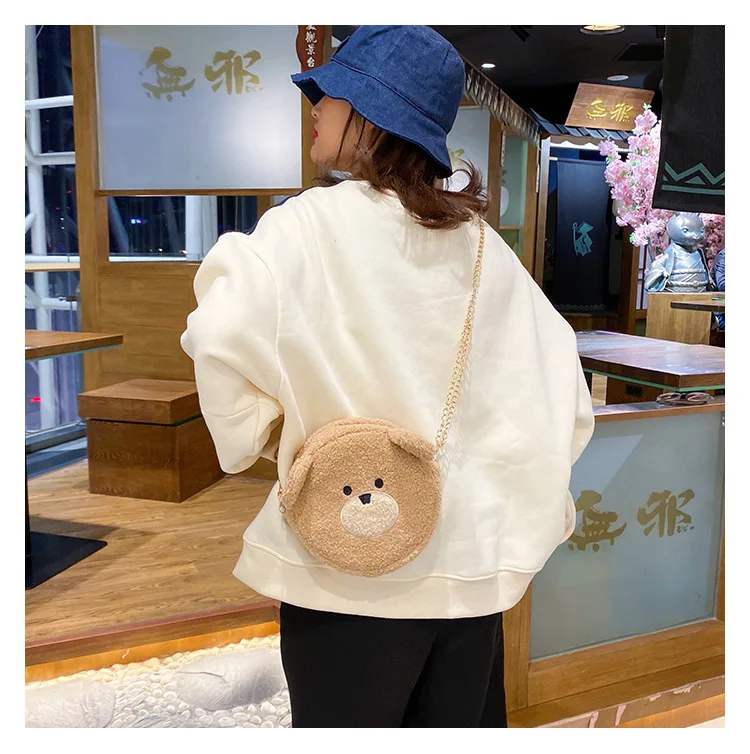 Korean Plush Female Cartoon Small Cute Teddy Bear Embroidery Shoulder ...