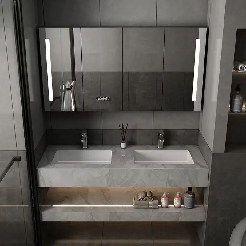 Luxury Hotel Floating Double Sided Basin Bathroom Dressing Table Set ...