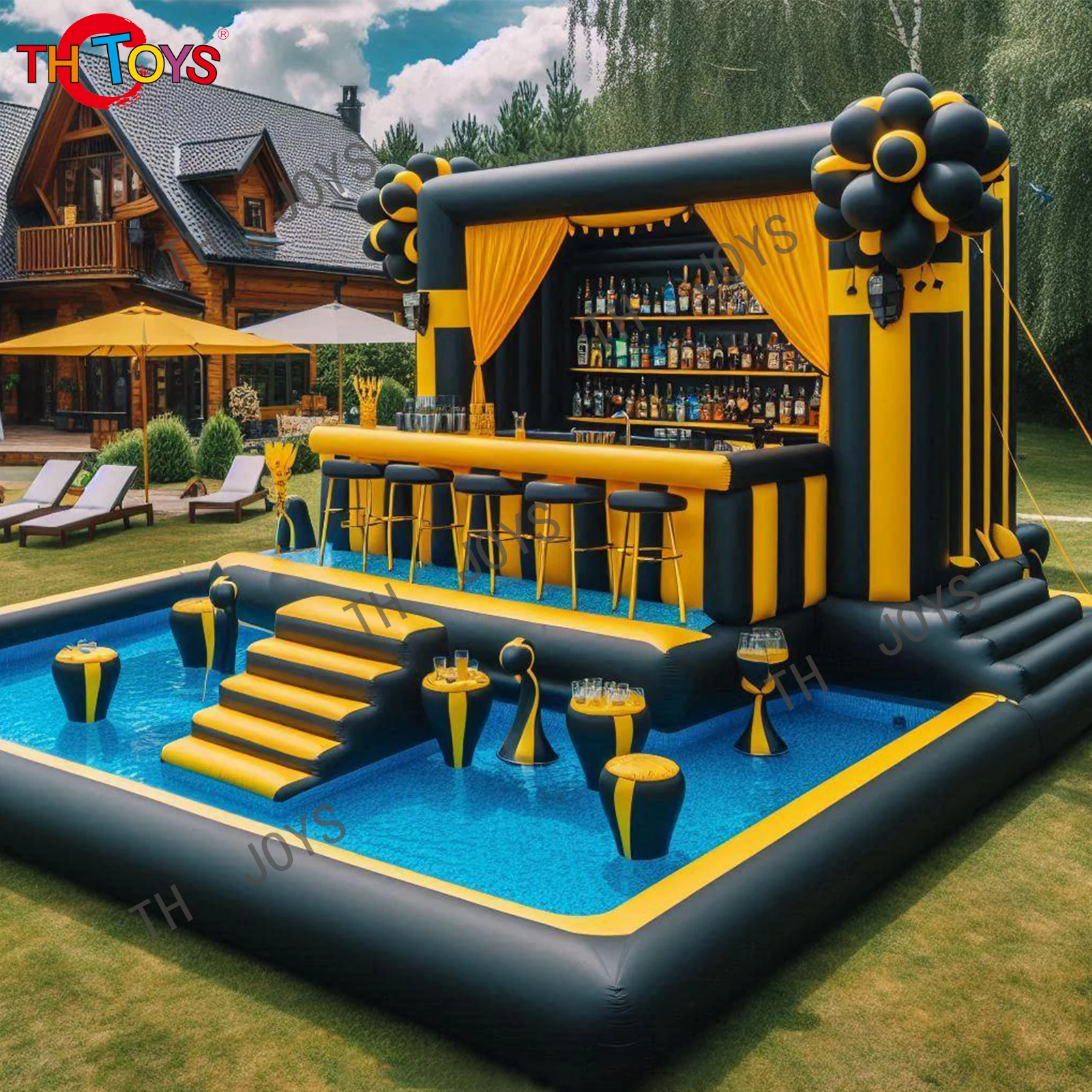 2024 Water Swimming Pool Inflatable Pub House Blow up Pool Bar for Party