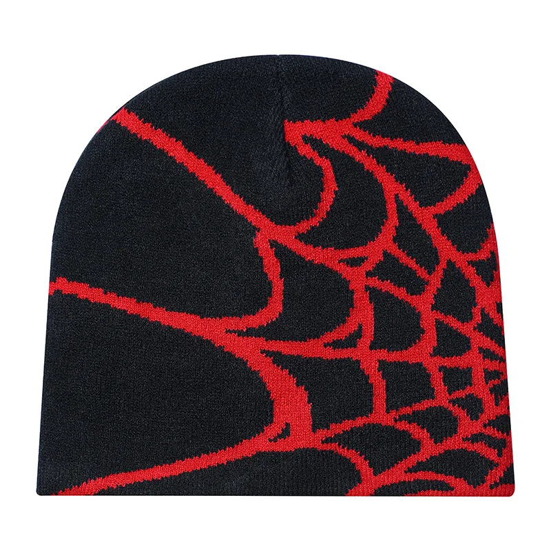 Fashion Design Custom Skully Beanie Unfolded Spider Web Pattern Y2k ...
