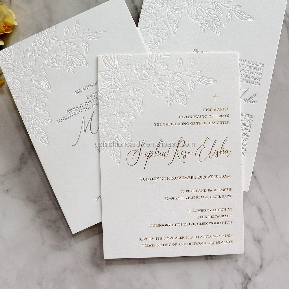 Special Cotton Paper Letter Press Invitations Card For Wedding ...