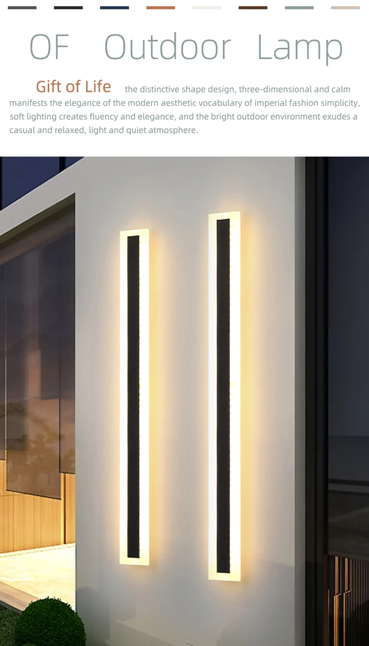 Modern Outdoor Exterior Linear Strip Wall Lamp Ip65 Waterproof 3000k ...
