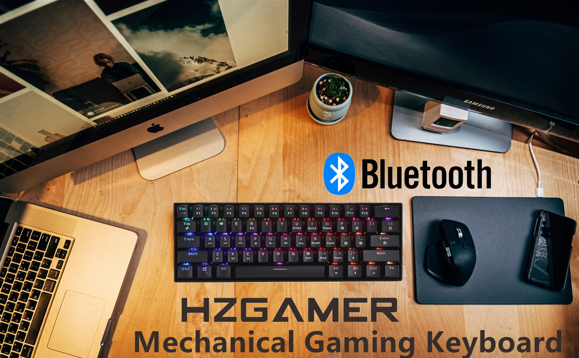HZGAMER HZ61 - Wireless Gaming Keyboard with RGB Backlit
