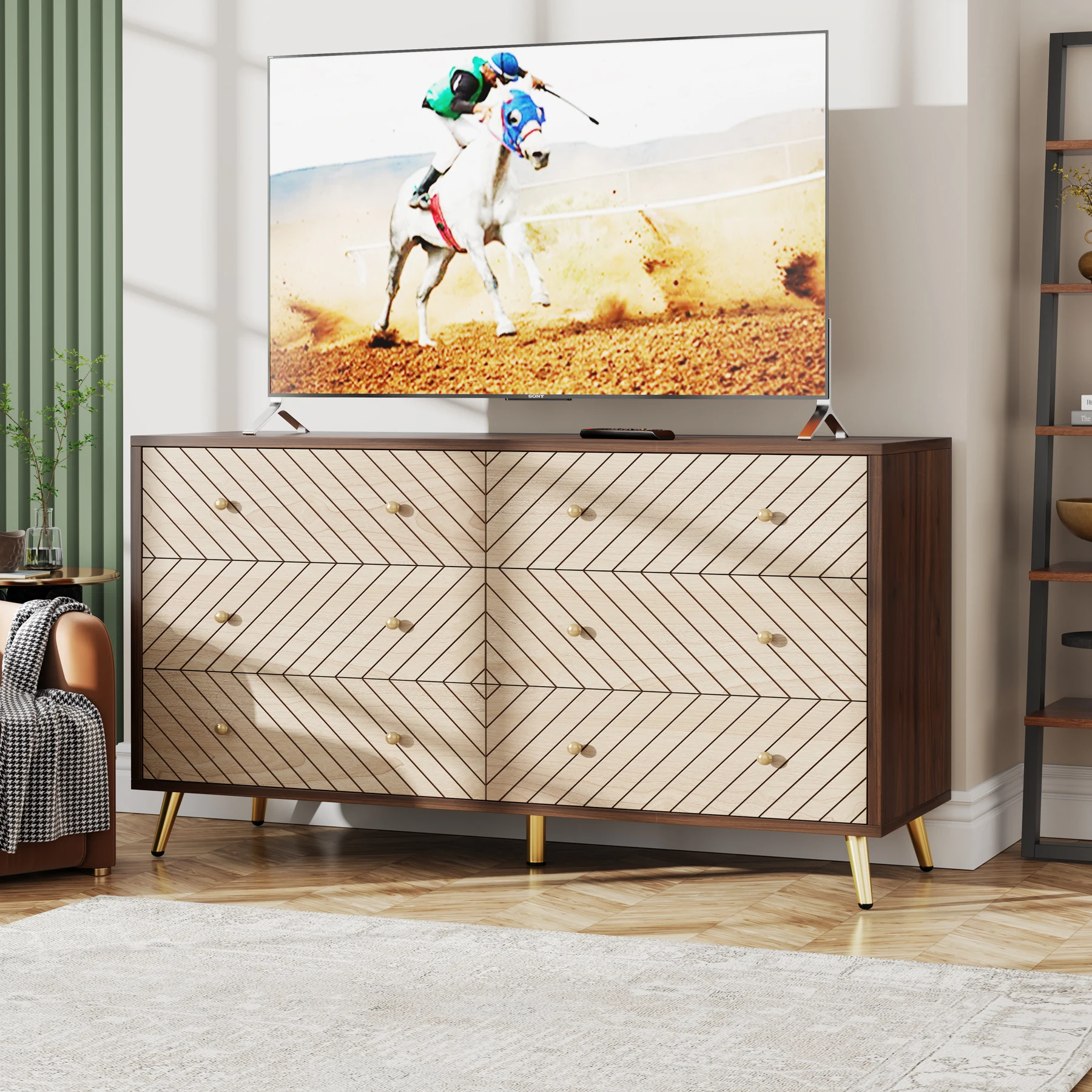Tribesigns Modern Accent MDF Wooden Room Cabinet Chest of Drawers of ...