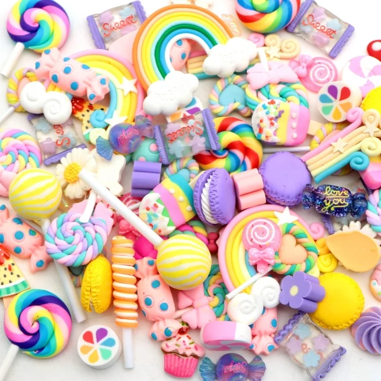 100pcs Random Slime Charms 3d Resin Set Assorted Candy Sweets Resin ...