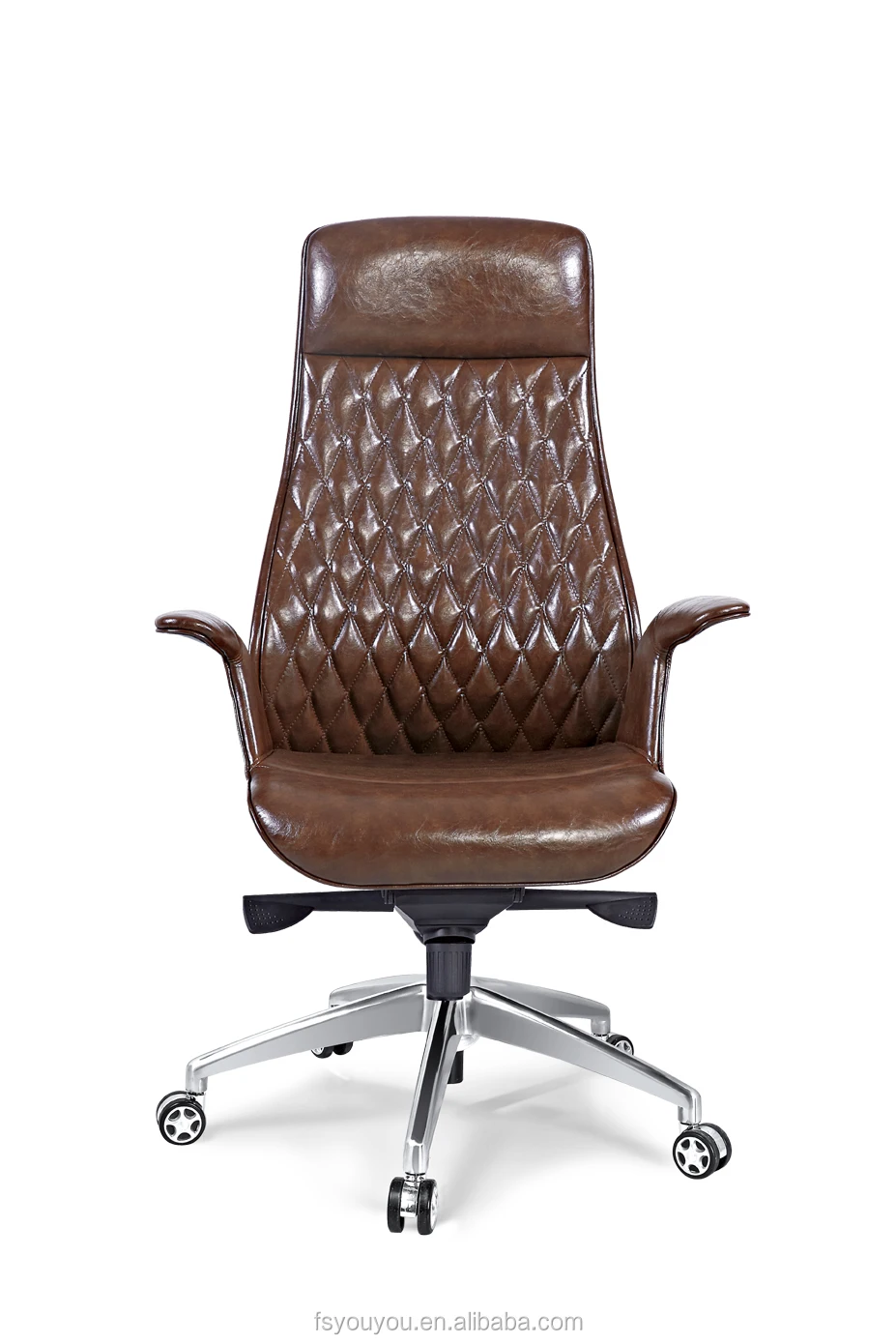 Modern Ergonomics Office Furniture Gas Lift Pu Executive Office Chairs Synthetic Brown Leather ...