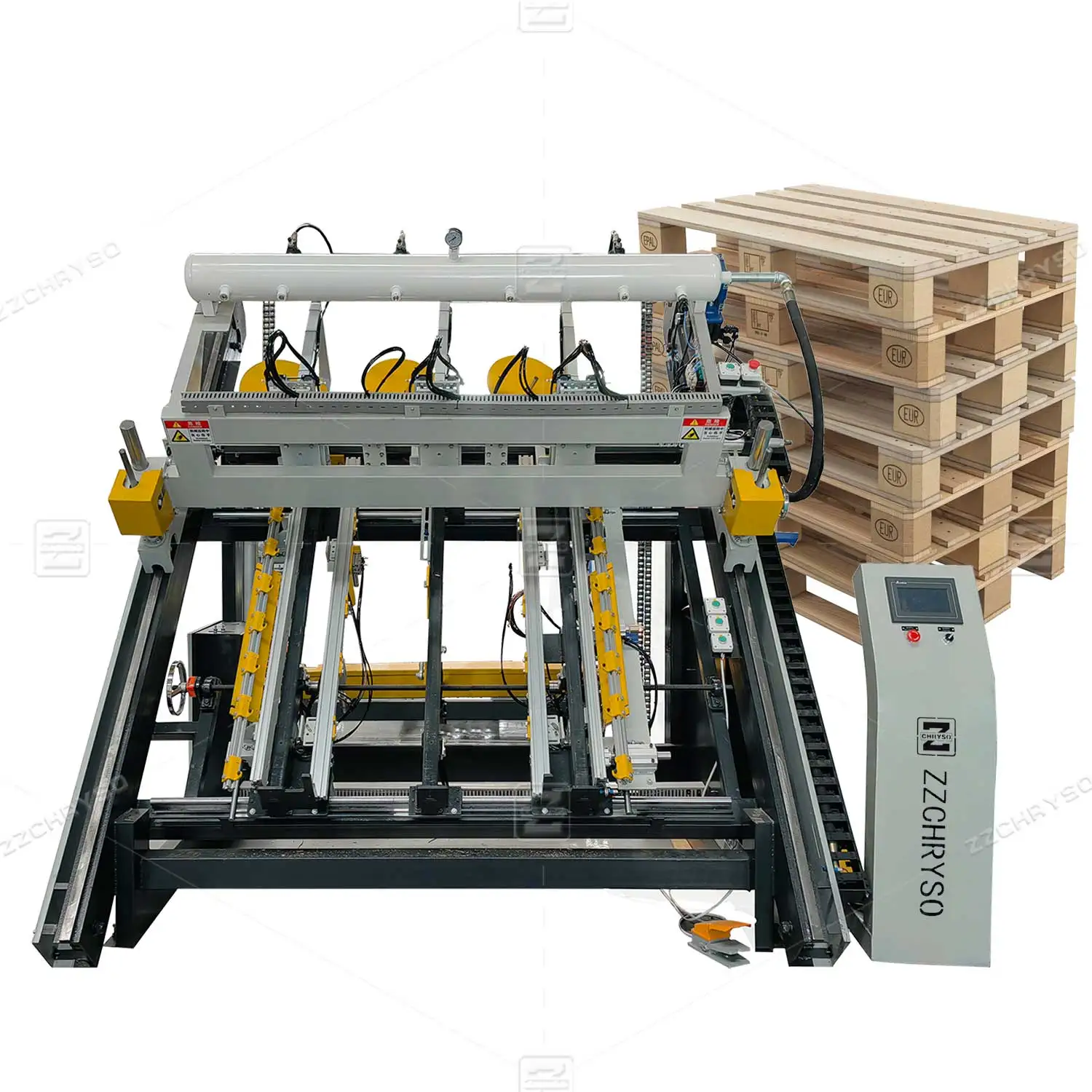 Euro Block Wood Pallet Assembly Line - Automatic & Efficient