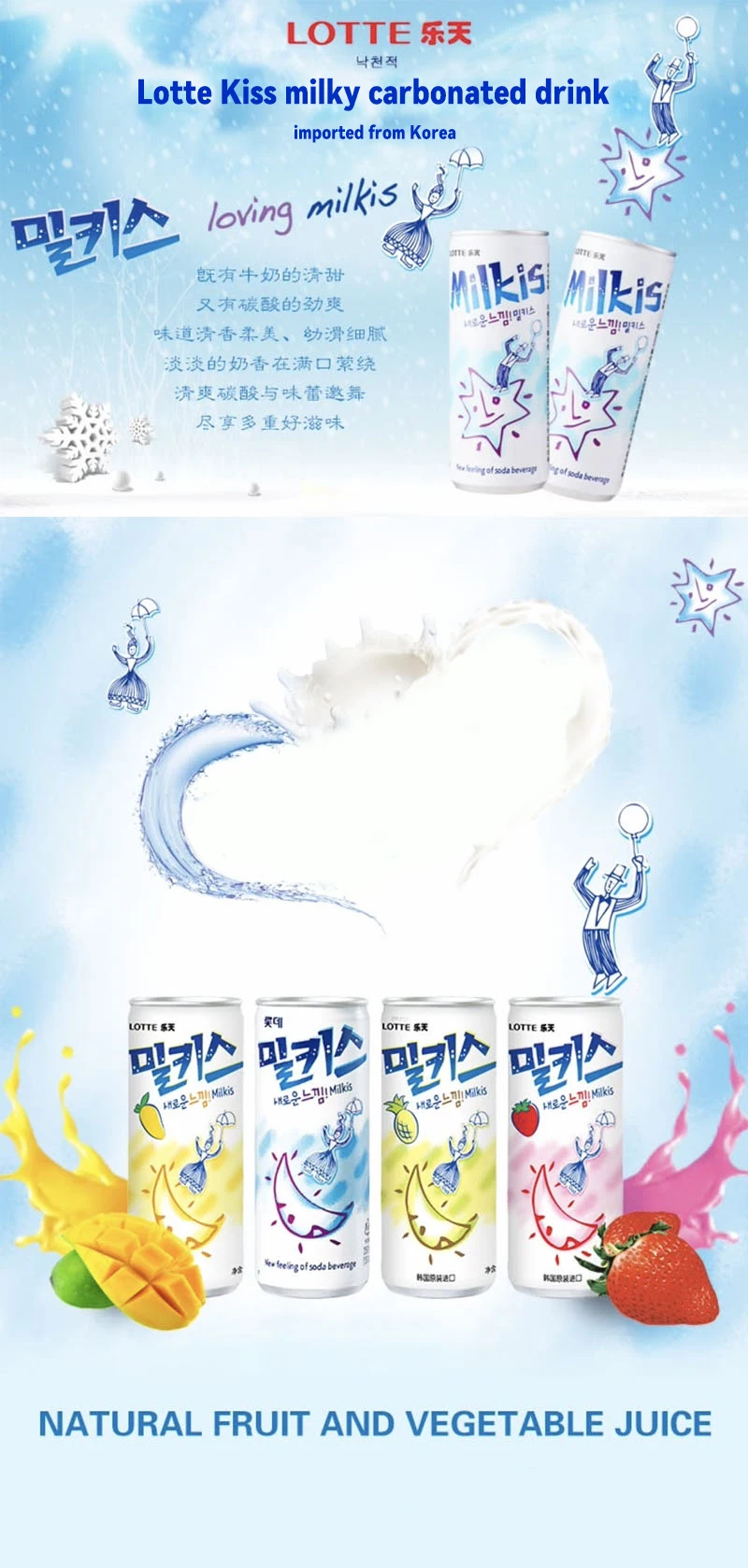 Korea Lotte Milkis Drinks Milk Strawberry Original Flavor Carbonated ...