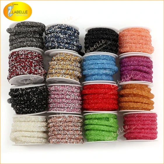 White 4mm Sequin Glitter Tube Rope Rhinestone Metallic Glitter Cord ...