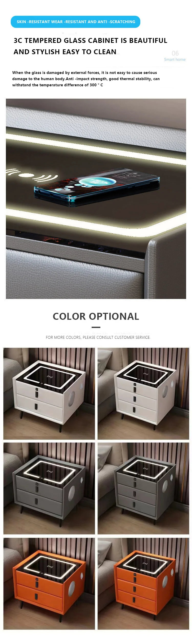 Smart Nightstand Bedside Table - Modern & Durable Design