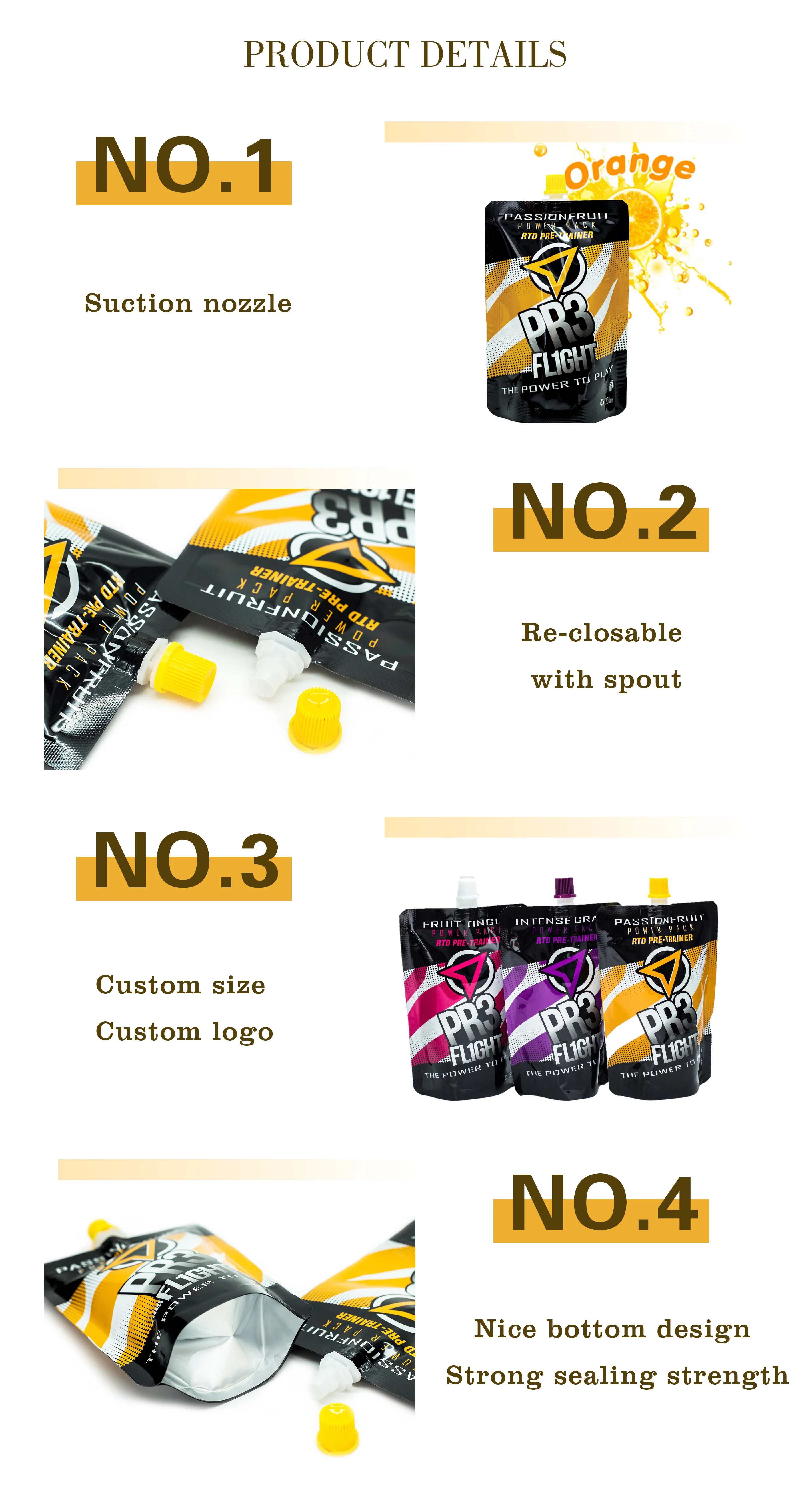 Custom Printing 1000ml Disposable Nozzle Doypack Bags Beverage Ziplock ...
