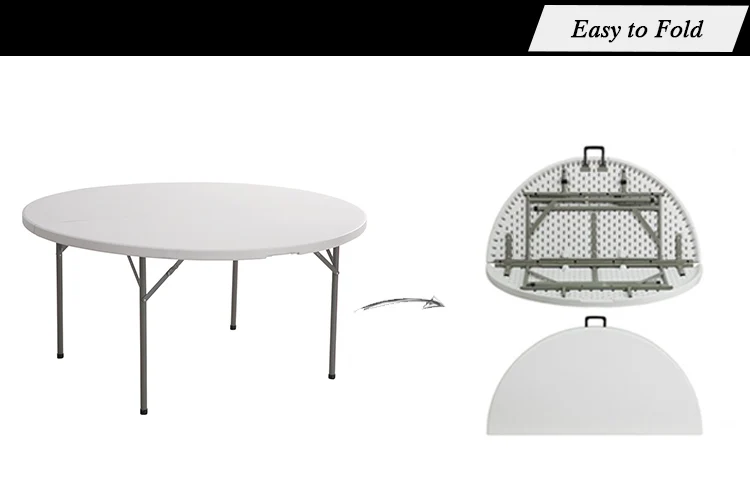 5' Round Plastic Folding Event Table With Carrying Handle,Bi-fold ...