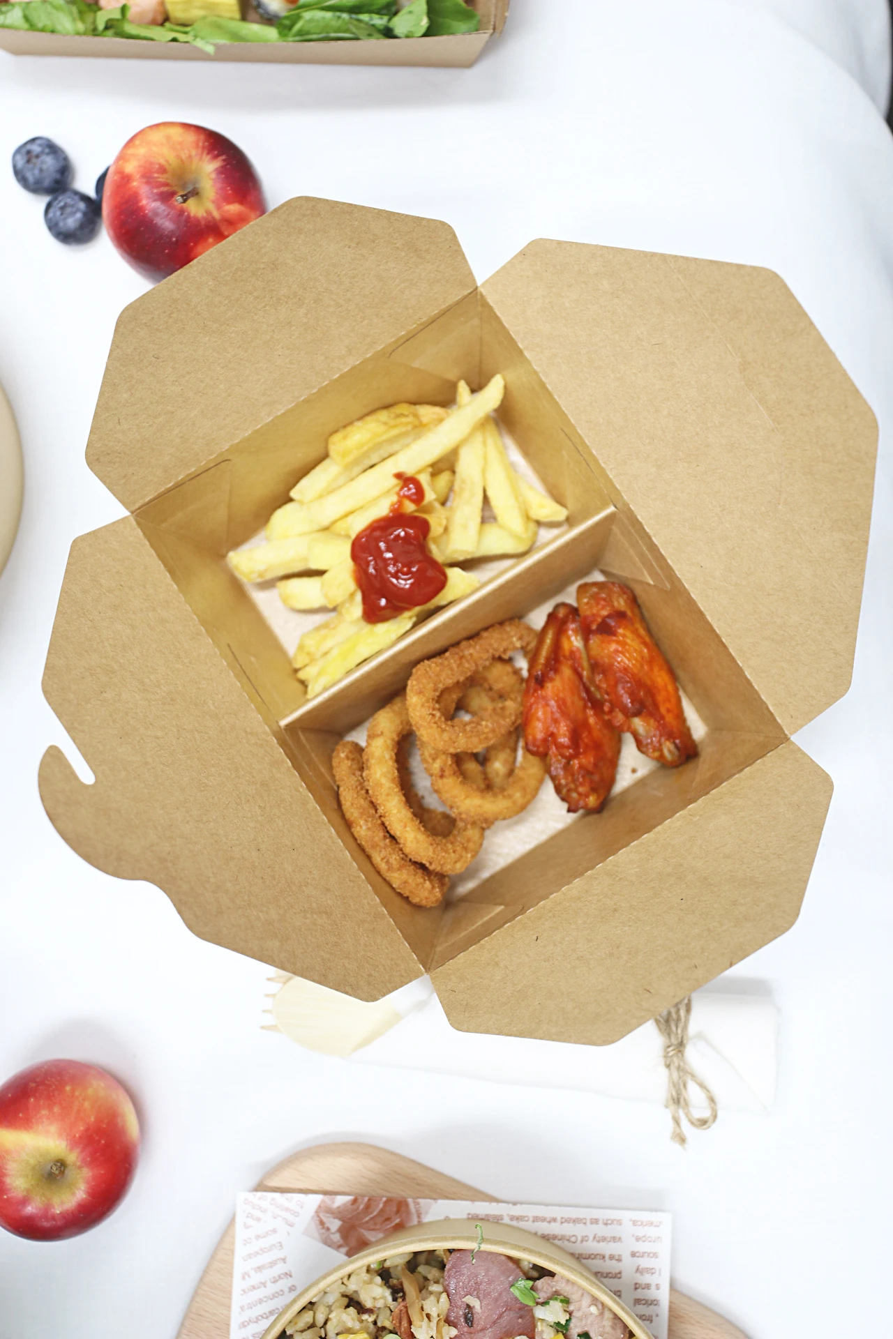 Disposable Microwave Safe Kraft Paper Lunch Box Brown Cardboard Bento ...