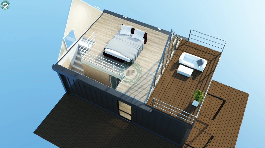 36sqm Modular Container Loft House with Bathroom & 2 Bedrooms | Modern ...