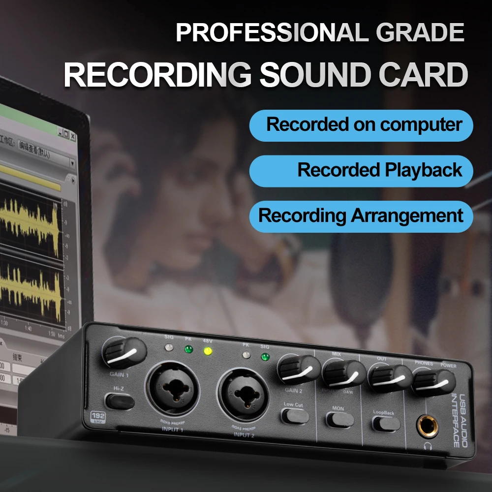 OEM Professional Sound Card 24bit 192khz for Studio Recording