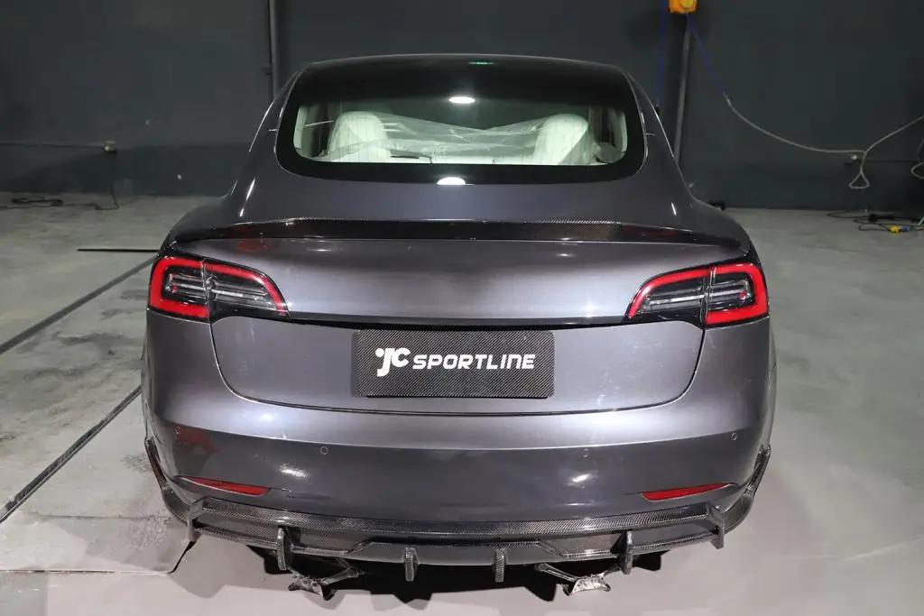 Carbon Fiber Rear Bumper Diffuser for Tesla Model 3 Sedan 4-Door 2016 ...