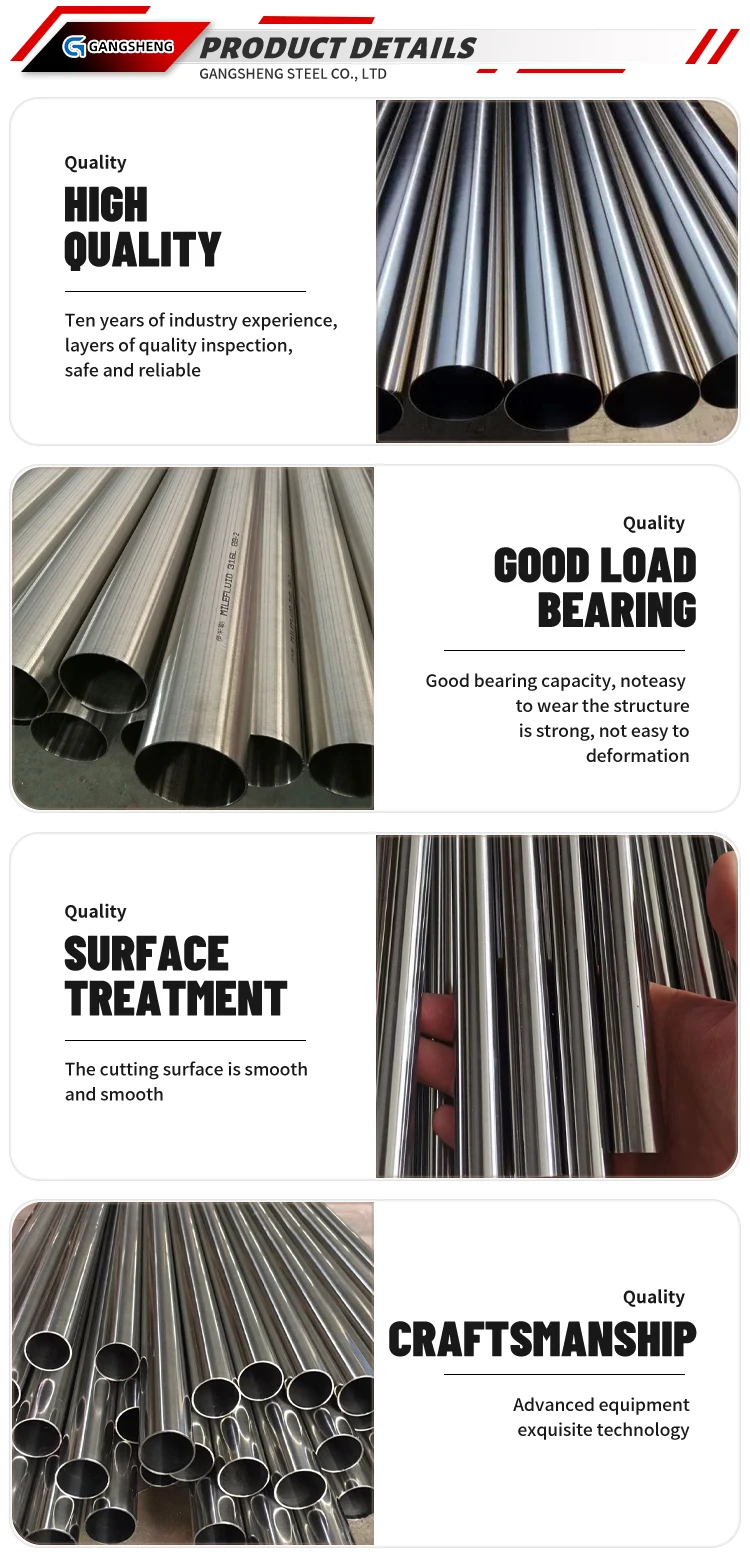 Sus Jis Astm Aisi Polished Finish Round Ss Steel Tube 201 202 304 304l 309s 310s 316 316l 321 ...