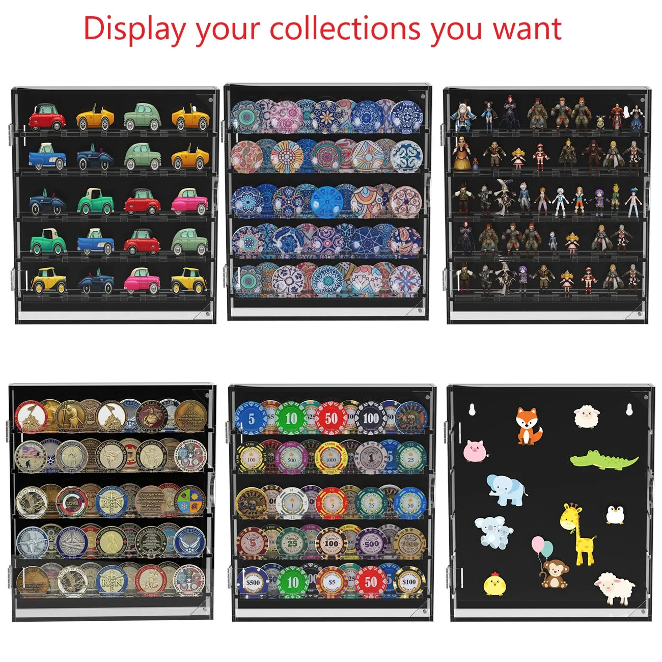 Acrylic Challenge Coin Display Case Holder Wall Mounted Rack Coin ...