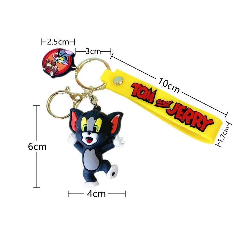 Cartoon Animated 3d Pvc Keychain Rubber Cat And Mouse Key Ring Cute ...