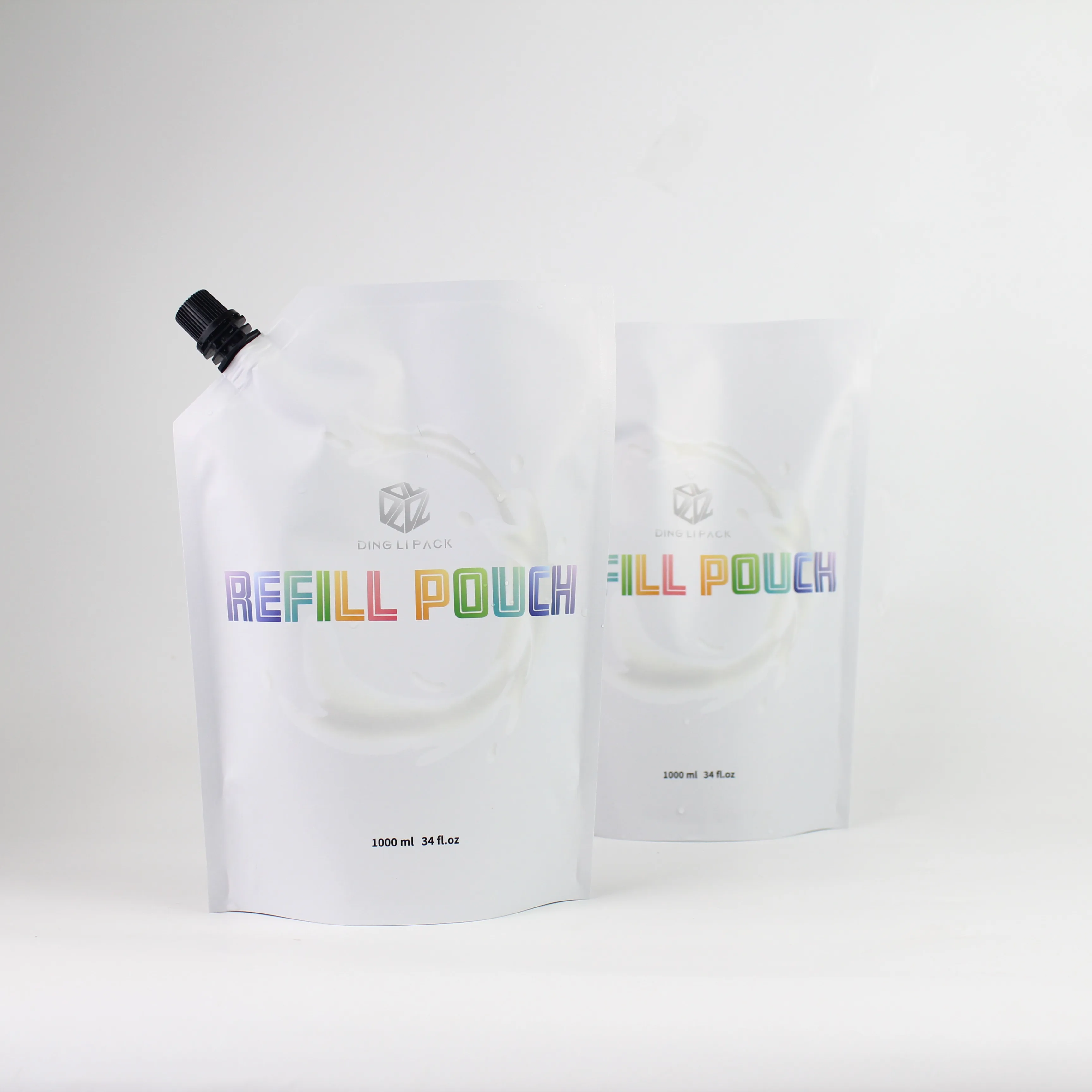 White Matte Custom Printed Drink Refill Doypack Corner Spout Stand up ...