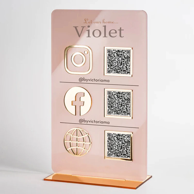 Tabletop Logo Mirror Acrylic Social Media Business Sign Laser Cute Qr ...