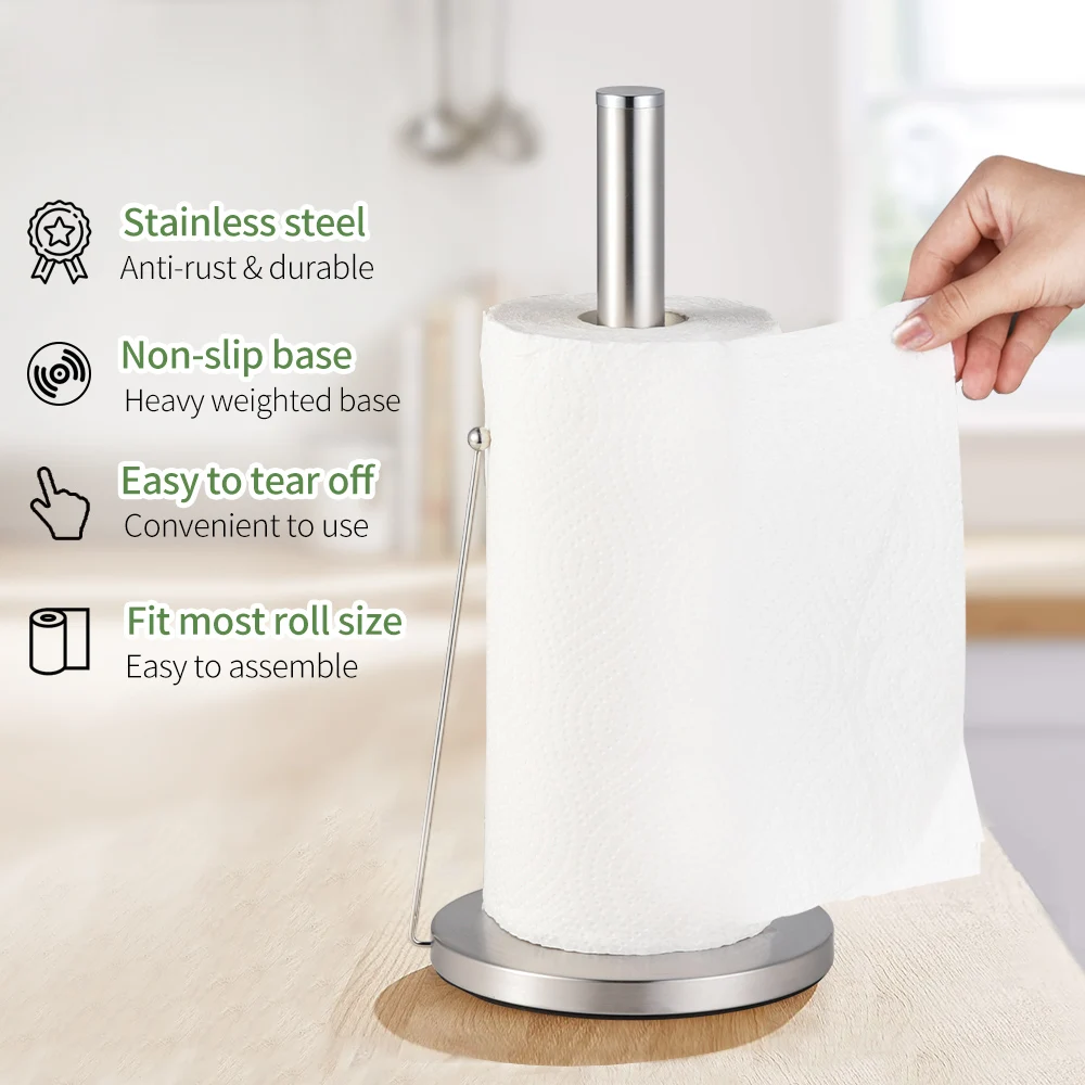 Stainless Steel Kitchen Paper Roll Towel Holder With Spring-activated ...