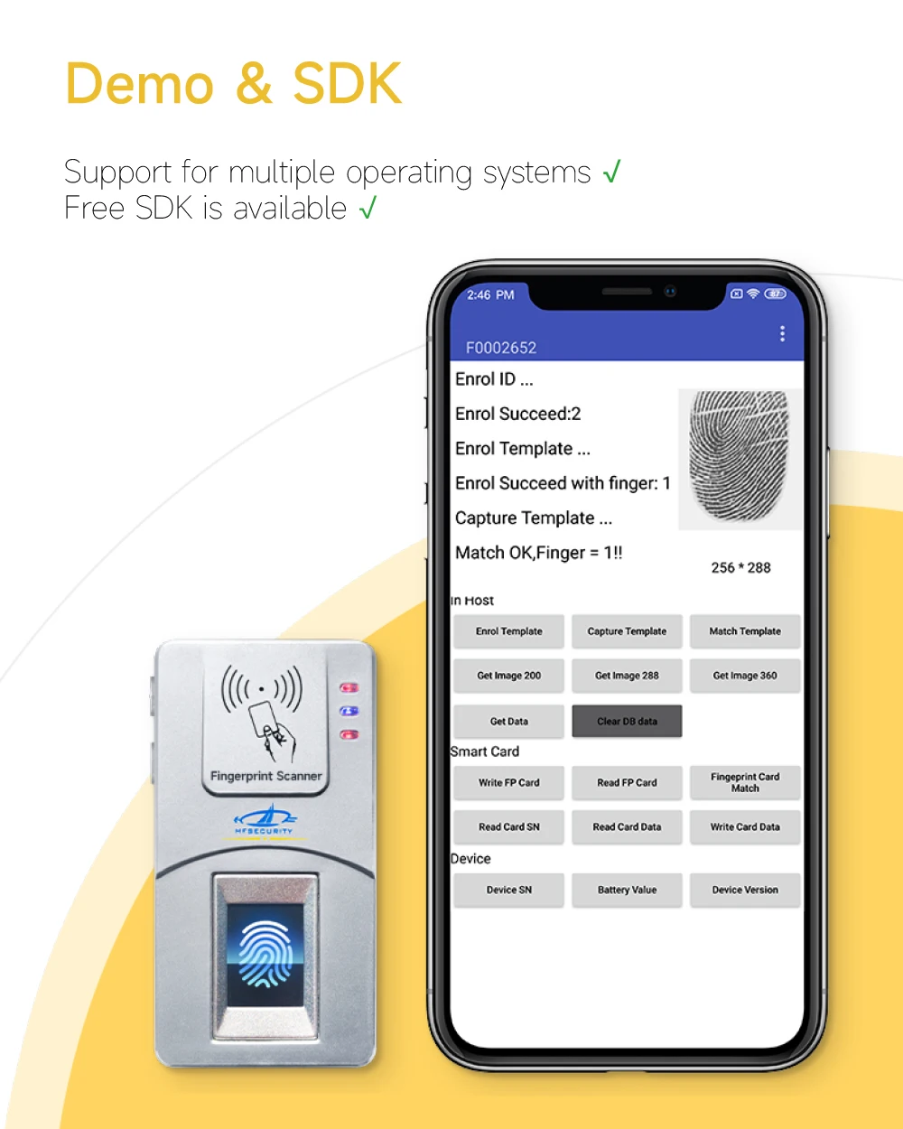 Hfsecurity Wireless Hf7000 Biometric Fingerprint Scanner For Enroll ...