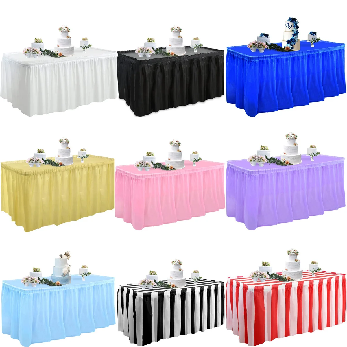 430*75cm Disposable Plastic Table Skirt Waterproof Tablecloth For Happy ...