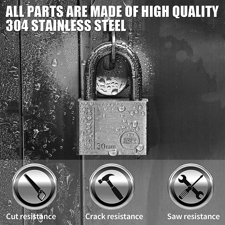 30/40/50/60mm Steel Short Shackle Padlock Single Open Padlock Silver ...