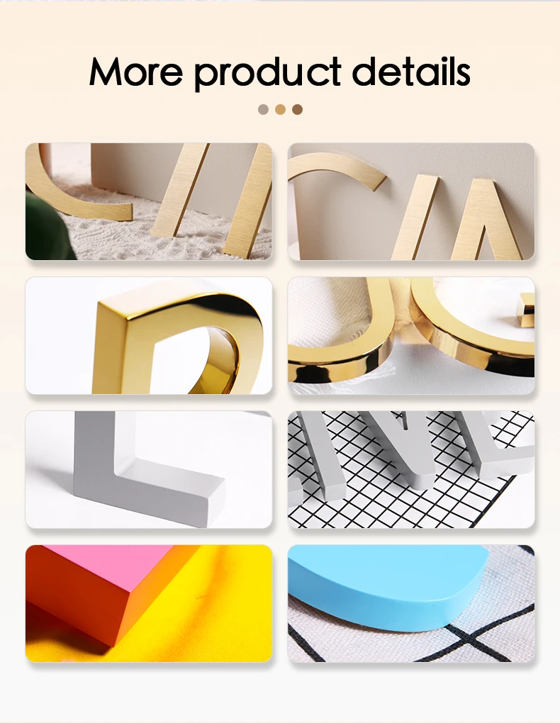 Customized Solid Gold Metal Letters - Laser Cut Signs