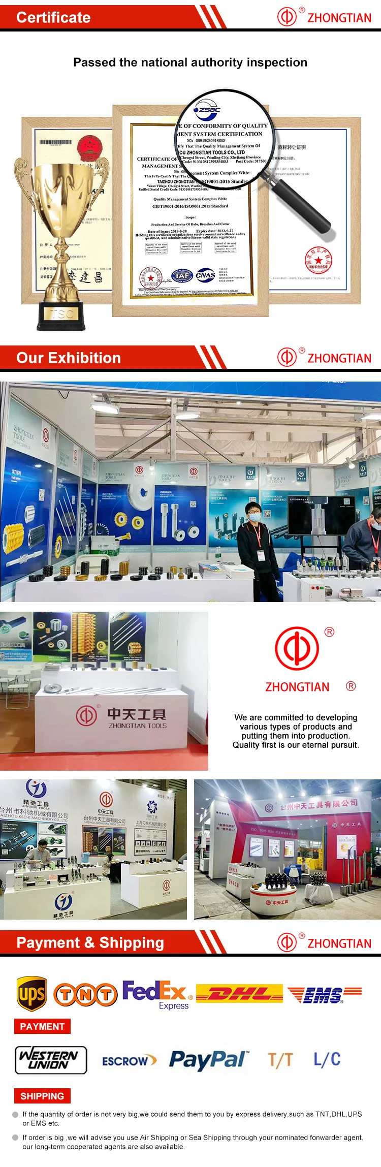 Top Quality Gear Hob Cutters - Module 4, Coating Available