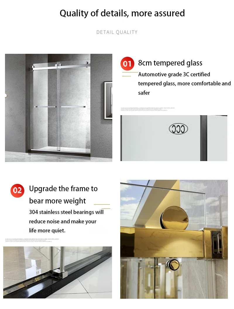 10mm Thickness Rectangle Shower Cubicle Frameless Sliding Doors