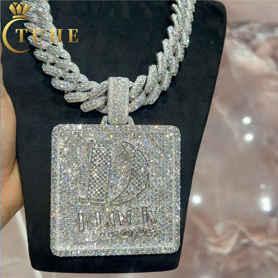 Iced Out Jewelry Moissanite Diamonds Custom Necklace Pendant Initial ...