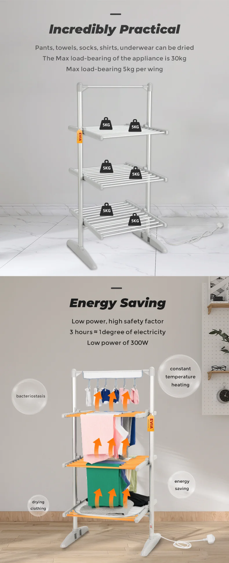 Evia 300w Electric Heated Folding Dryer Machine For Clothes - Buy ...